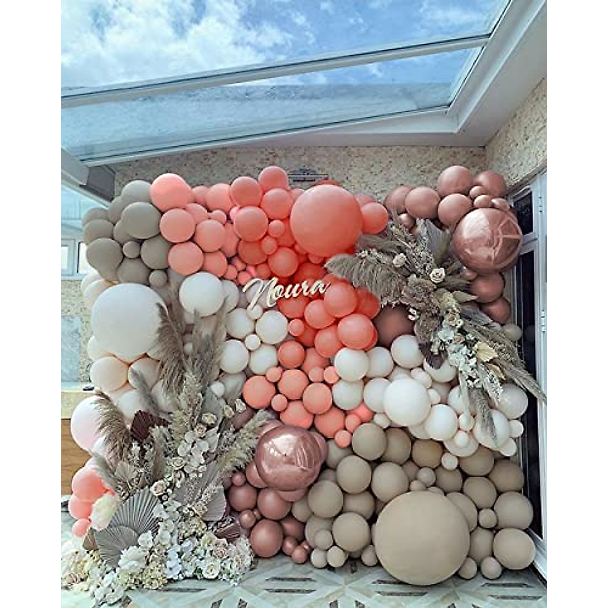 Boho Baby Shower Decorations, SKEFOLI 88PCS Pink Balloon Arch Kit with Beige Brown Double Stuffed Balloons Rose Gold Balloons Boho Balloon Garland for Birthday Party Bridal Shower Valentine Wedding