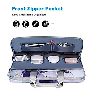 MOSISO 360 Protective Laptop Shoulder Bag Compatible with MacBook Air 15 inch M2 A2941 2023/Pro 16 inch M3 M2 M1 2023-2019, 15-15.6 inch Notebook, Polyester Sleeve with Belt Marble MO-MBH348