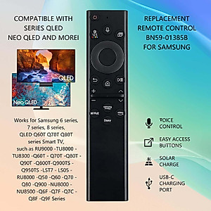 Fourmor Original Voice Remote Control - BN59-01385A Solar Charging for Samsung 2021 and 2022 and2023 Smart TVs. Also Bn59-01385B Full Function Replacement
