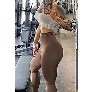 MOSHENGQI Seamless Workout Leggings for Women Butt Lifting High Waisted Tummy Control Yoga Pants(M,00-Coffee)