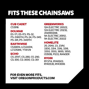 Oregon S52 AdvanceCut Chainsaw Chain for 14-Inch Bar – 52 Drive Links, Replacement Low-Kickback Chainsaw Blade & Universal Chainsaw Field Sharpening Kit - Includes 5/32-Inch, 3/16-Inch