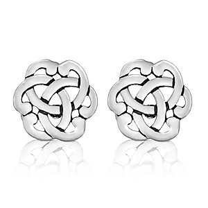 AeraVida Interlocking Celtic Knot Sterling Silver Stud Earrings for Women, 10mm, Small Earring, Tiny Earring