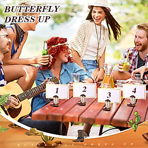 Kigley 18 Pcs Cowboy Boots Wooden Ornaments Place Card Holder and 25 Pcs Gold Foil White Card Cowboy Boots Wooden Table Sign Picture Number Sign Stands Holder for Wedding Party Events (Brown)