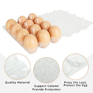Plastic Egg Cartons Bulk, 40 Packs Empty Clear Plastic Egg Cartons to 12 Eggs, Reusable Chicken Egg Cartons for Family Pasture Chicken Farm, Business Market Display, Storage