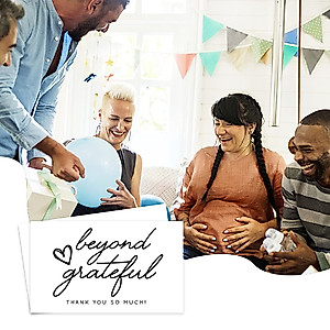 Thank You Cards,Pack of 50, 2.1x3.5 Inches, Blank White Backside, Black and White,Beyond Grateful Thank You Cards,Cards for Business, Bridal & Baby Shower, Birthday Party or to express gratitude