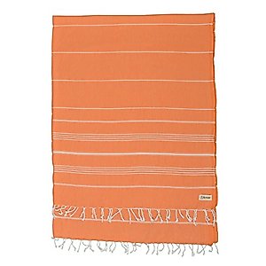 Bersuse 100% Cotton - Anatolia XL Throw Blanket Turkish Towel - 61 x 82 Inches, Orange