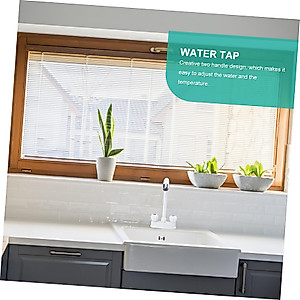 Uonlytech Plastic Faucet Kitchen Two Handle Bathroom Sink Decor Kitchen Faucets for Kitchen Sinks Bathroom Sink Faucet Bathtub Faucet Bathroom Basin Faucet Open Quickly to Rotate Set White