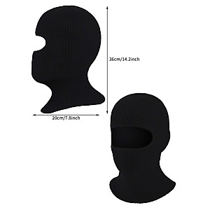 2 Pieces 1 Hole Ski Mask Knitted Face Cover Winter Balaclava Full Face Mask for Men Women Winter Outdoor Sports Black