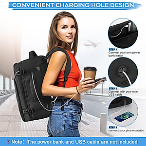 Getravel Large Travel Backpack, Carry On Backpack, Personal Item Bag Airline Approved, Lightweight Hiking Backpack, Casual Weekender bag, Laptop Backpack, Black