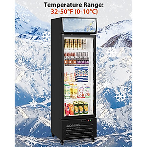 GarveeTech Commercial Display Refrigerator with Single Glass Door, 11.5 Cu.Ft Merchandiser Beverage Refrigerators Fridge, Upright Beverage Cooler, Soft Led Light, Adjustable Shelves