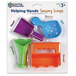 Learning Resources Helping Hands Sensory Scoops, 4 Pieces, Ages 3+, fine Motor Skills Toys for Children, Toddlers bin, Tool Set