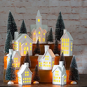 Mark Feldstein & Associates Winter Village LED Tea Light 31 Piece Porcelain Tabletop Christmas Figurine Boxed Set
