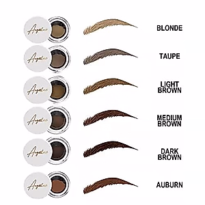 Eyebrow Stamp Stencil Kit (Medium Brown) Eyebrow Pencil, Long-lasting Pomade Brow Definer, 24pc Eyebrow Stencils Thick and Thin, 2 Dual Ended Brush and Sponge Applicator for Natural & Perfect Make-up