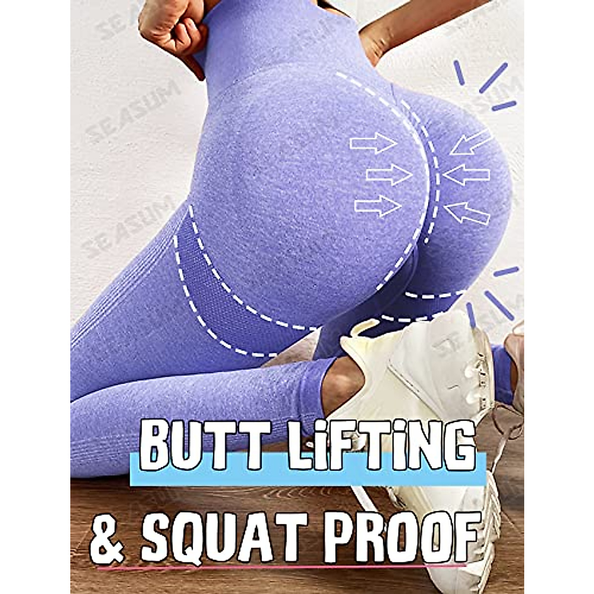 SEASUM Seamless Leggings for Women Scrunch Butt Lifting Booty High Waisted Workout Gym Yoga Pants Tights XS