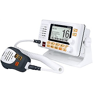 Uniden UM725G Marine VHF Radio, All USA, Canada, and Intl. Marine Channels, 1Watt/25Watt Transmit Power, Largest LCD Screen in Class, NOAA Weather Channels w/Alerts, Speaker Mic, GPS Built-in.
