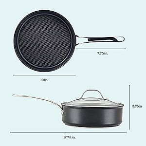 Anolon X SearTech Aluminum Nonstick Saute Pan with Lid, 3.5-Quart, Super Dark Gray