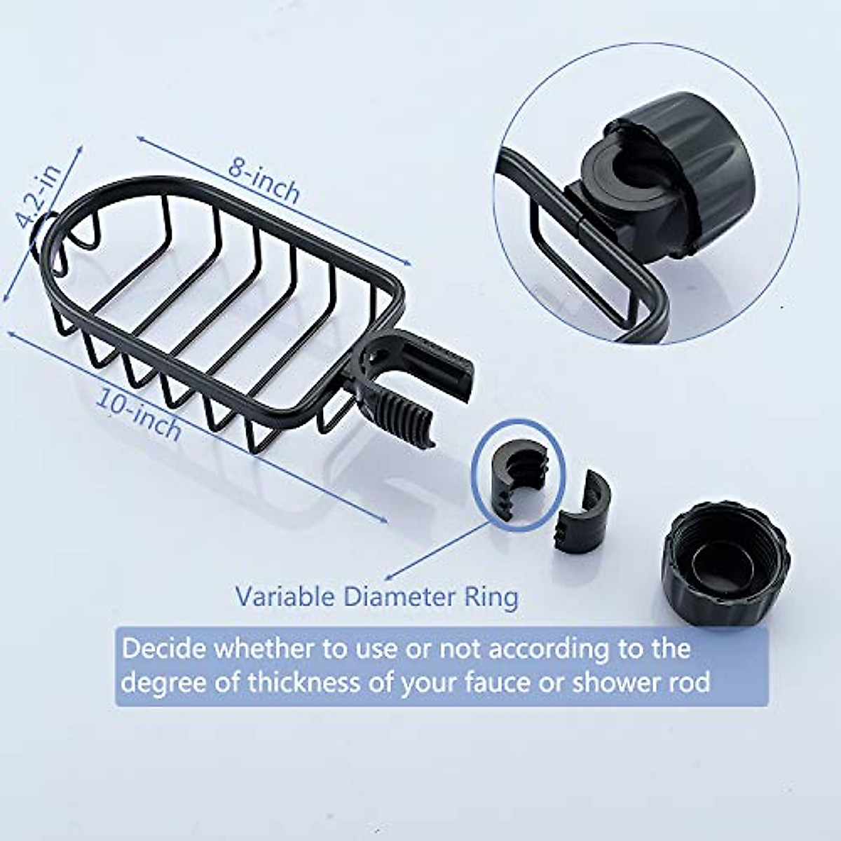 Kitchen Dish Sponge Holder Faucet Caddy Shower Rod Soap Basket,Faucet Shower Rod Assembled