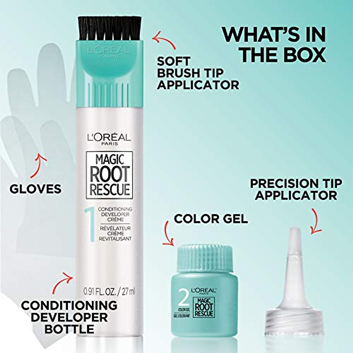 L'Oreal Paris Magic Root Rescue 10 Minute Root Hair Coloring Kit, Permanent Hair Color with Quick Precision Applicator, 100% Gray Coverage, 6A Light Ash Brown, 2 count