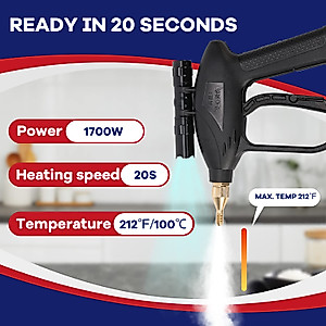 Moongiantgo 1700W High Pressure Steam Cleaner Handheld Portable Instant Steam Cleaning Machinefor Commercial Home USe Kitchen Bathroom Grout Tile Car Detailing (Black, 110V)