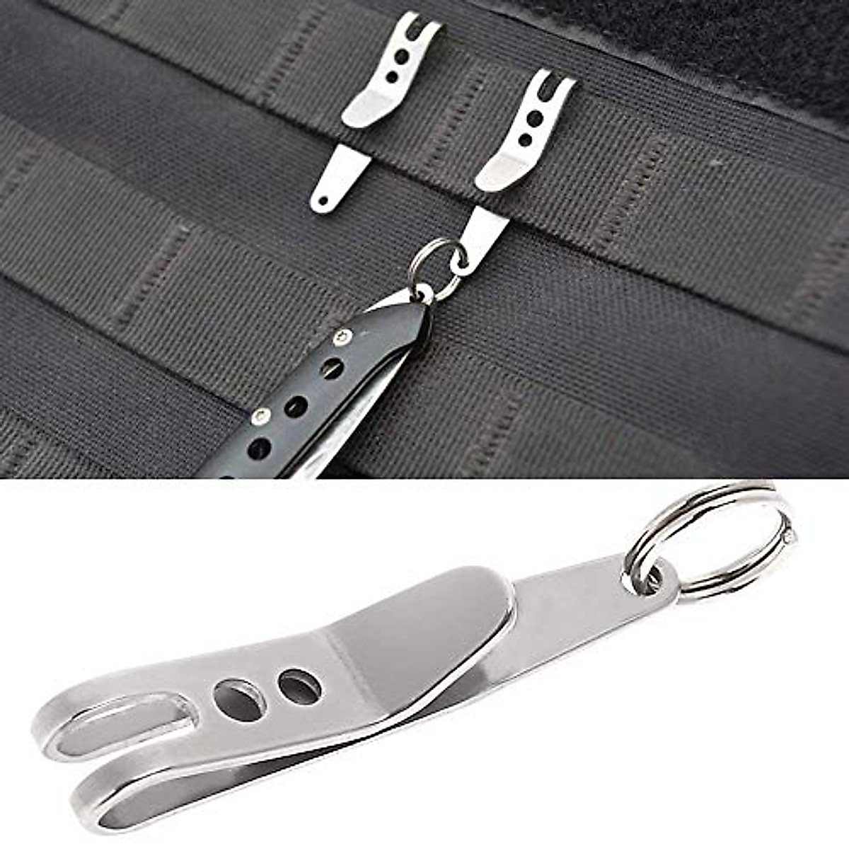 UltraTac Deep Carry Knife Pocket Clip Nano, Multi-Purpose Pocket Suspension Clips for Keys, Flashlights, Knives - Stainless Steel (2 Pack)