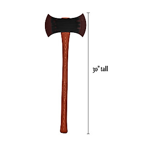 Nicky Bigs Novelties Adult Double Bladed Bloody Plastic 2 Sided Blades Axe Killer Clown Evil Psycho Weapon Cosplay Prop