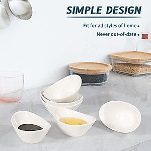 Cnyiyeci Soy Sauce Dish Set of 6, Ceramic Dipping Bowls Set 3Oz White Mini Porcelain Seasoning Dip Sauce Dishes for Tomato Sauce, Soy, BBQ Sauce 3.8 inch