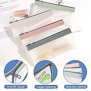 Jasilon 4 Pcs Pencil Case,Makeup Bag for Girls Women Pencil Storage Pouch, Clear Pencil Pouches, Zipper Pen Case Bag,Office College School Gift for adults Teen Girl Boy