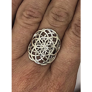 Dabble Seed of Life Ring Sterling Silver 925 Sacred Geometry Flower of Life Yoga Jewelry (6)