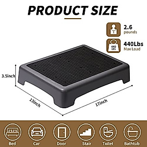 Fotree One Step Stool, Non-Slip Mobility Step Platform for Senior ＆ Adults, Safety Step Platform for Stair, Car, Bed, Chair, Shower, Bathtub, Outdoor, 3.5 Inch High Rise Stairs 440 Lbs Capacity