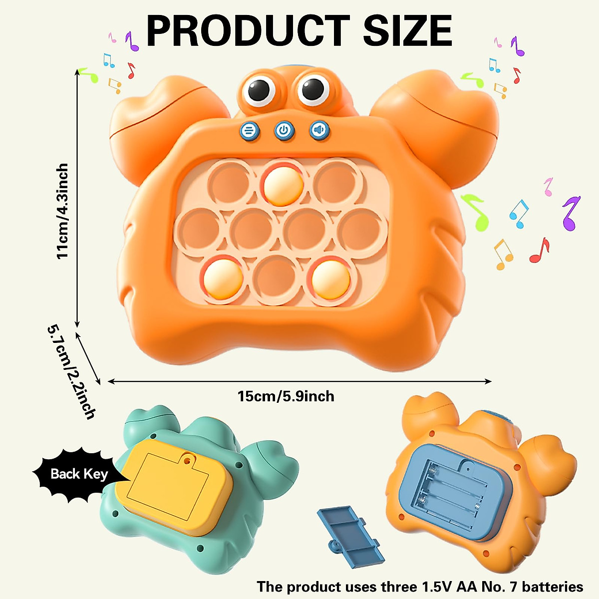 HEEGABEM Fast Push Game,Sensory Toys Pop Game Machine,Handheld Fidget Console for Kids Adults, Birthday Gifts for Boys Girls-Orange