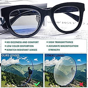 COJWIS 6 pack Reading Glasses for Women Stylish Blue Light Blocking Anti Eyestrain Computer Eyeglasses Spring Hinge (6C, 1.75, multiplier_x)