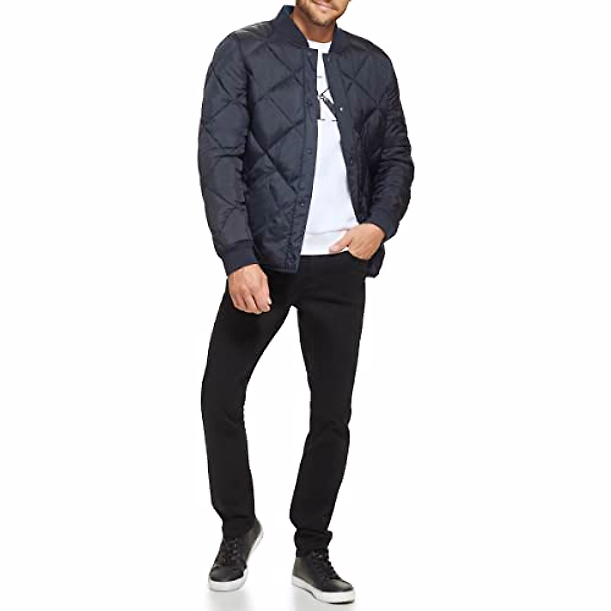 Calvin Klein Men's Reversible Diamond Quilted Jacket, True Navy, Medium