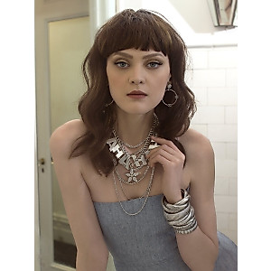 JANIS BY JANIS SAVITT Double Cobra Bracelet - High Polished Rhodium with Two Flexible 1/4" Interlocking Stretch Bands MADE IN USA