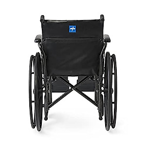 Medline K1 Basic Vinyl Wheelchair with Swing-Back Desk-Length Arms and Elevating Leg Rests, 16-Inch Wide Seat