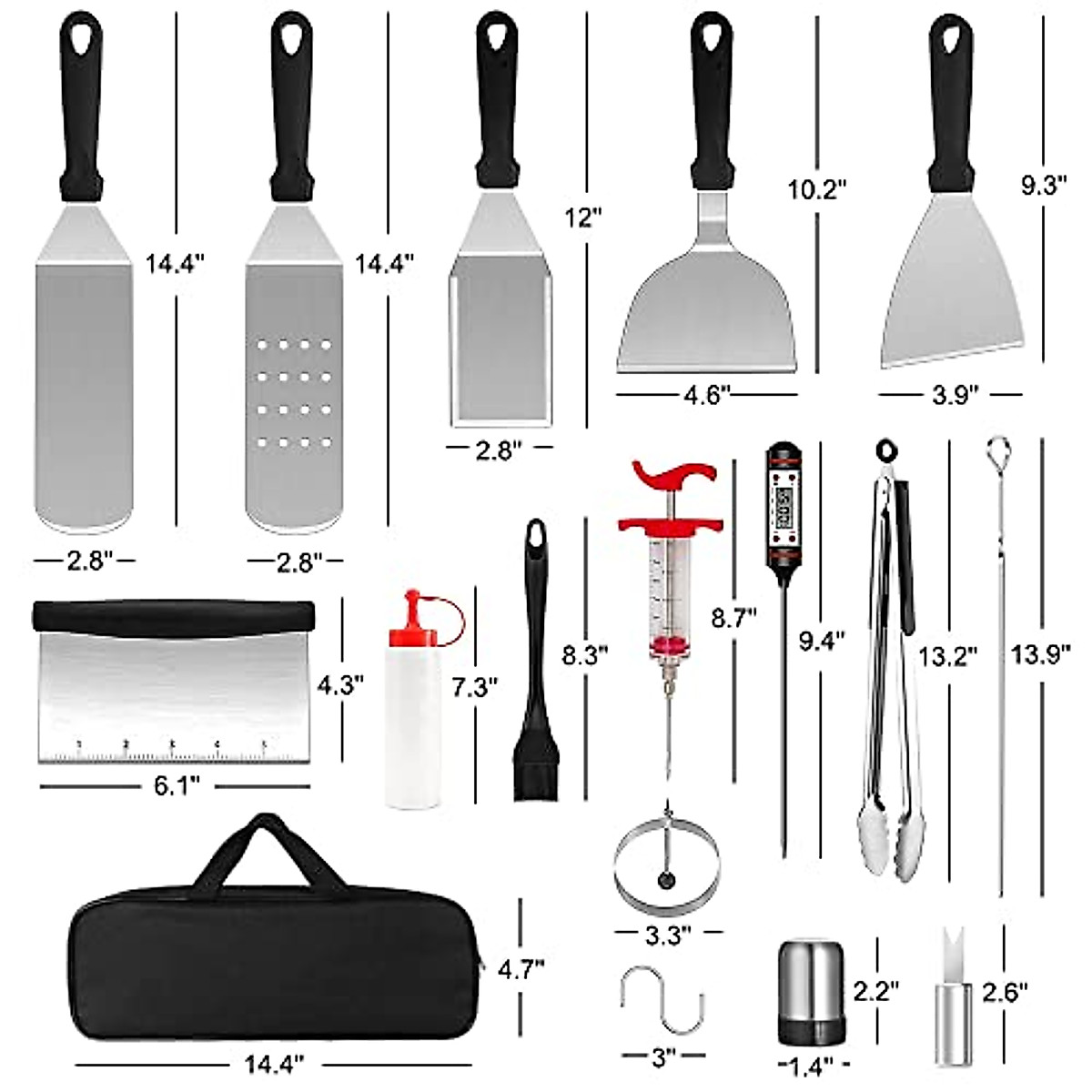 Griddle Accessories, Lidlife 31pcs Flat Top Grill Accessories for Blackstone and Camp Chef, Griddle Grill Tools Set for Professional BBQ, Grill Set with Spatula,Tongs,Bottle, Egg Ring and Carry Bag