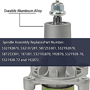 Spindle Assembly fit for Husqvarna 587819701 AYP187292 fit for Craftsman 917289912 917288320 917253701 Replace 187292 192870 532187281 532187292 567253301 587125401 for 42",46",48",54" Deck