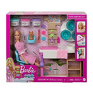 Barbie Spa Day Toy Playset with Blonde Doll & 10+ Accessories Including Puppy, Spa Station, Face Mask Mold & Dough