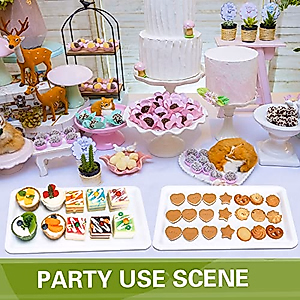 20 Pieces Rectangle Plastic Serving Trays Set 15 x 8 Inch White Rectangle Food Trays Decorative Catering Cookie Plastic Fast Food Trays Disposable Serving Platter for Party Buffet Wedding Parties