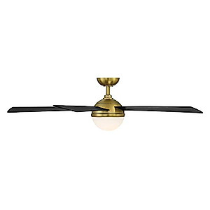 WAC Smart Fans Eclipse Indoor and Outdoor 5-Blade Ceiling Fan 54in Satin Brass Matte Black with 3000K LED Light Kit and Remote Control works with Alexa and iOS or Android App