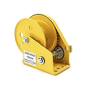 QWORK Hand Winch, 1200lbs Manual Crank Worm Gear Winch, Marine Two-Way self-Locking Gear Winch Handle Crank Towing Winch for ATV Boat Trailer Truck