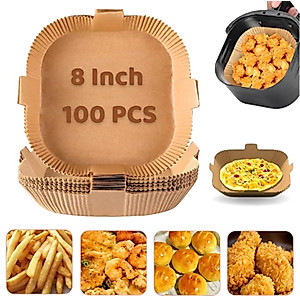 100 PCS Air Fryer Liners Square, Disposable Air Fryer Paper Liners, Parchment Paper Liner for Microwave, Non-Stick Grease-proof Paper for Air Fryer Compatible with Ninja Tower
