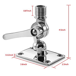 ZOMCHAIN Marine VHF Antenna Mounts, Ratchet Mount, 316 Stainless Steel Adjustable Base Mount for Boat