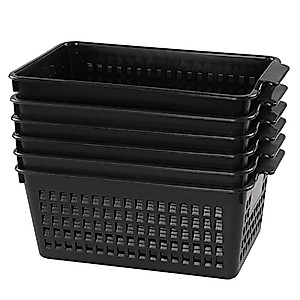 AnnkkyUS 6-pack Plastic Storage Basket, Small Organizer Bins, Black
