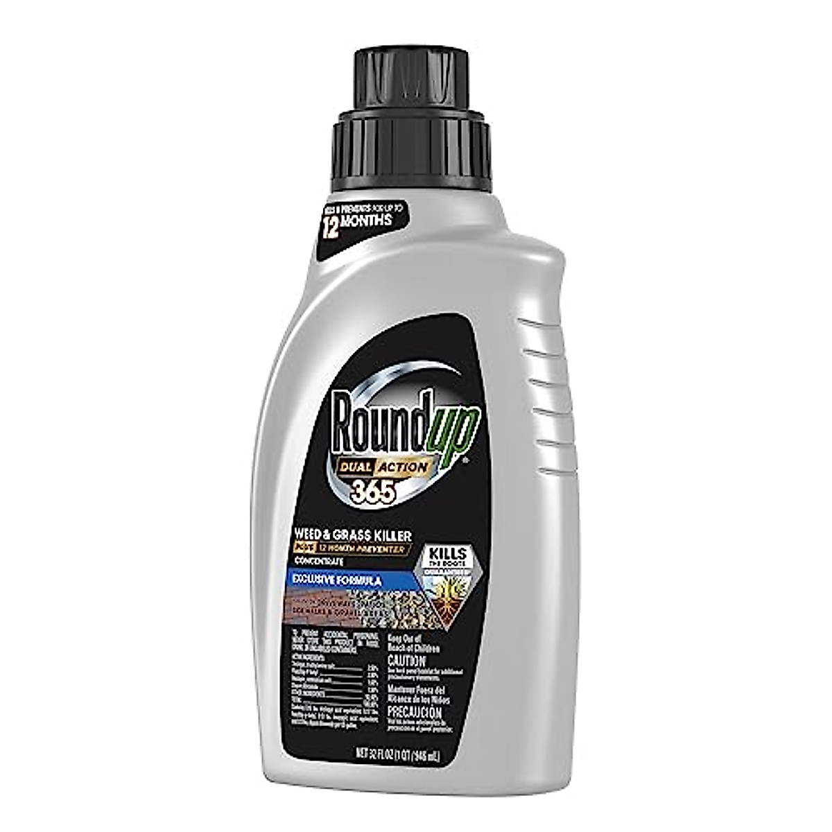 Roundup Dual Action 365 Weed & Grass Killer Plus 12 Month Preventer Concentrate, Kills & Prevents for up to 1 Year, 32 fl.oz.