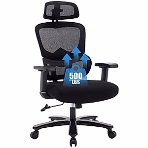 Fantasylab Office Chair Big and Tall 500LBS Office Chair for Heavy People, Metal Base, Lumbar Support, Adjustable Armrest and Headrest Office Chair Desk Chair