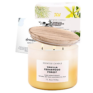 Vanilla Cedarwood Forest Candle - Large 3 Wick Scented Candle - Winter Balsam Fir Candle with Clove & Cedar - Natural Soy Candle for Home 15.8 oz - Aromatherapy Holiday Candle Gift for Women & Men