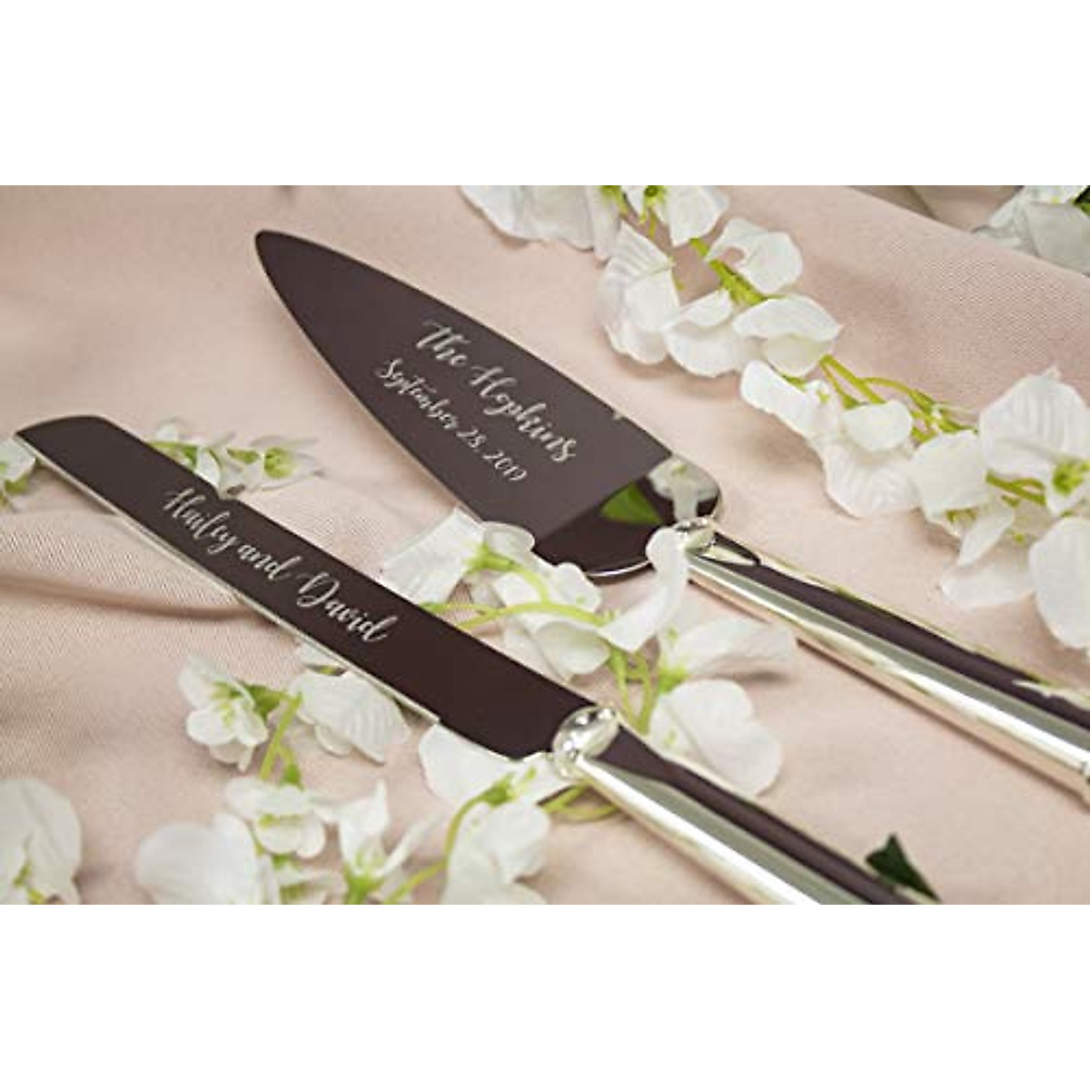 Lenox Devotion Personalized Wedding Cake Knife and Server Set, Custom Engraved Wedding Cake Cutting Set, Engagement Gifts and Accessories for Bride and Groom
