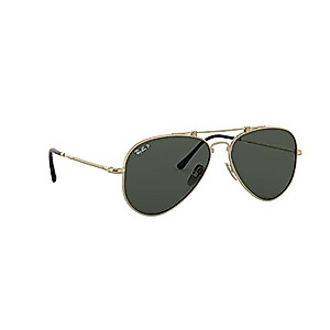 Ray-Ban RB8125M Titanium Aviator Sunglasses, Gold Demigloss/Polarized G-15 Green, 58 mm