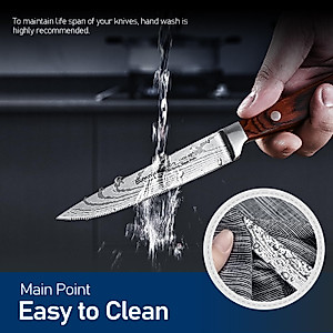 Emojoy Steak Knives,8-Piece Set Practical Table knife,German Stainless Steel Serrated Steak Knives,Wooden Gift Box