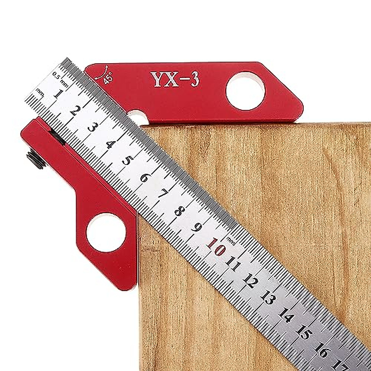 DDWT YX-3 Center Finder Woodworking Square Center Scribe 45 90 Degrees Angle Line Scriber Marking Tools Metric and Inch Ruler Magnetic Wood Measuring Scribe Tool